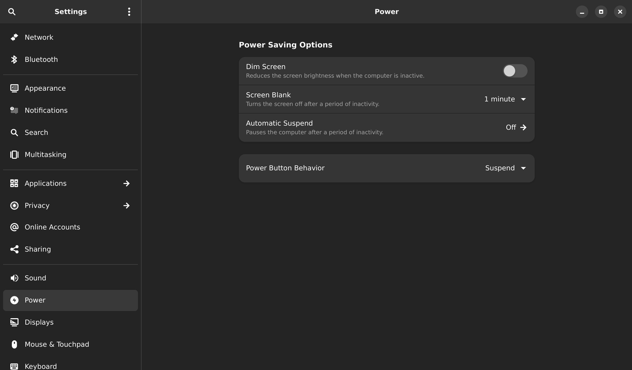 [SOLVED] GNOME blank screen without turning it off / Applications & Desktop Environments / Arch ...